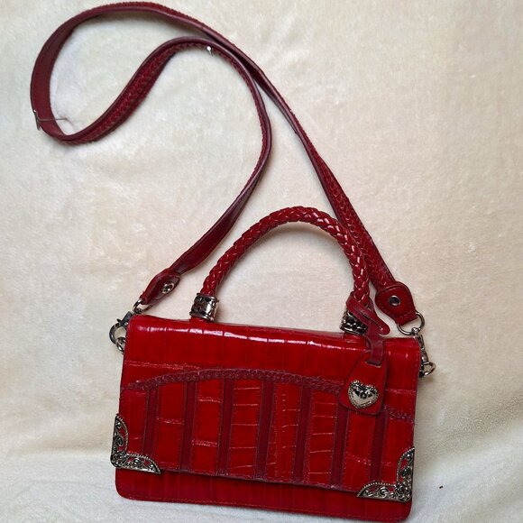 M.C. Vintage | Bags | Bright Red Alligator Shoulder Purse | Poshmark